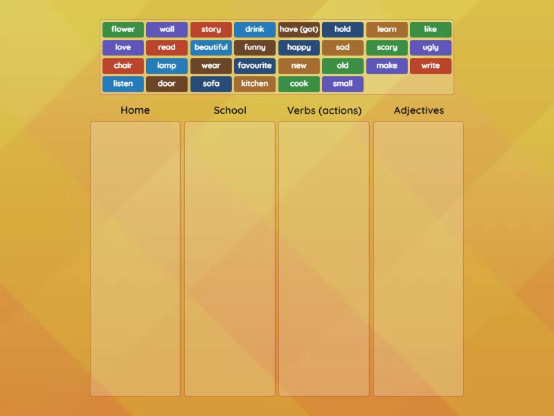 Starters - Revision (basic vocabulary) - Categorize