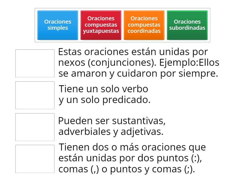Oraciones simples y compuestas (coordinadas, yuxtapuestas y ...