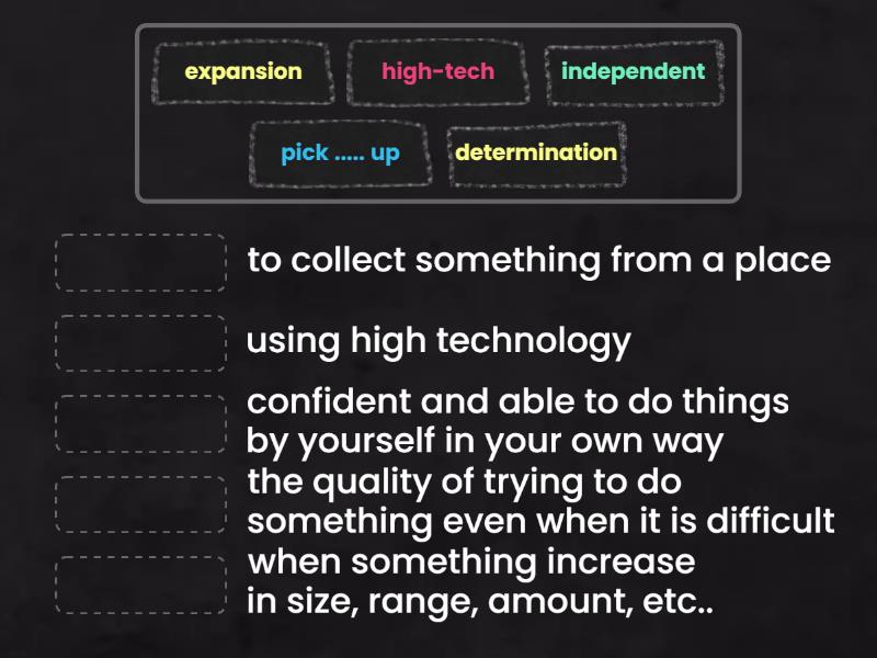 match each word with its correct definition - Match up