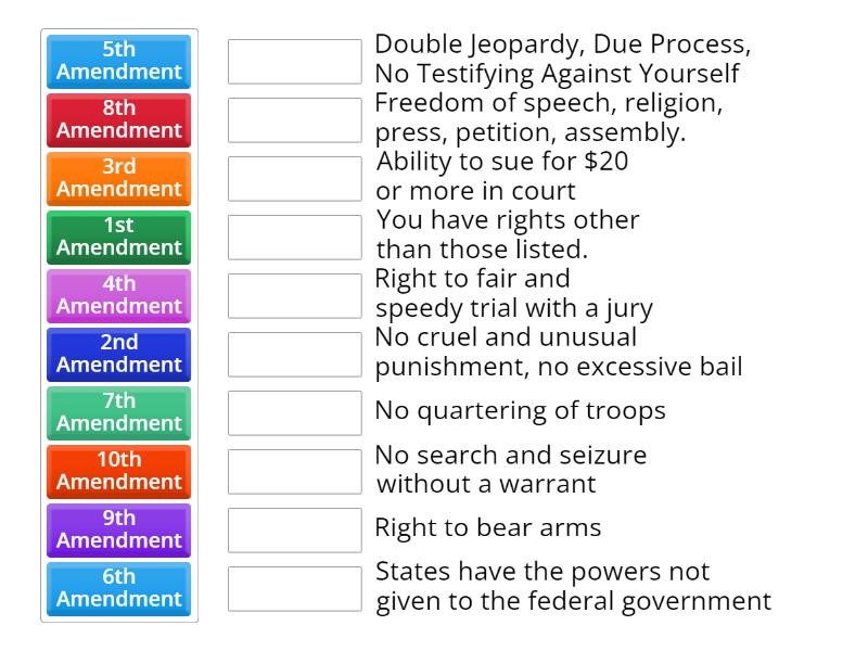 Bill of Rights Matching - Match up
