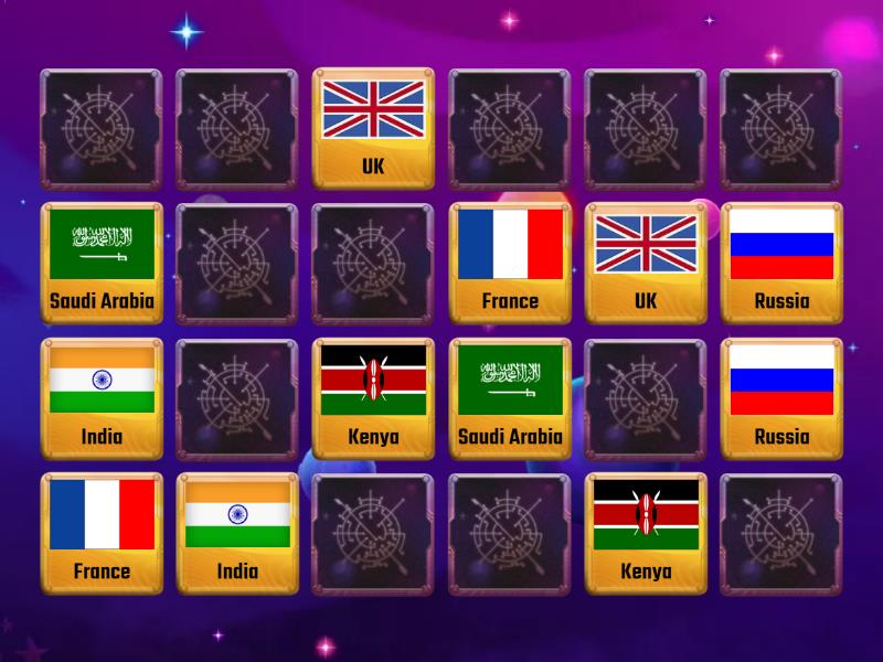 Flags Matching Game - Matching pairs
