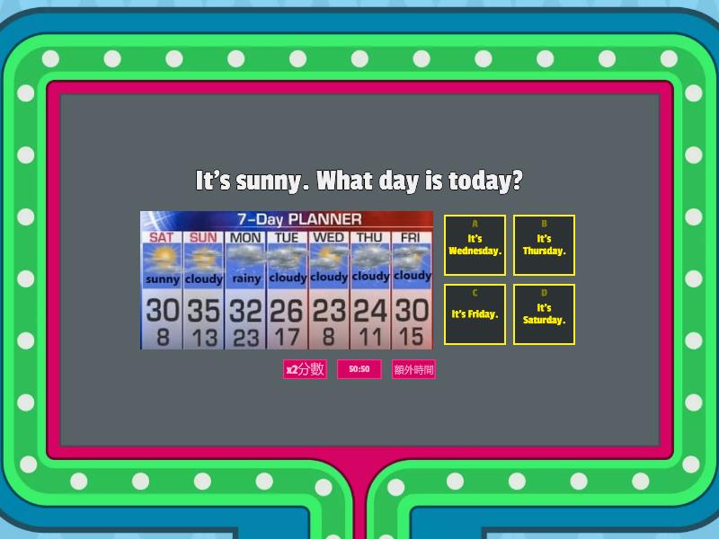 7 Days in a week - Gameshow quiz