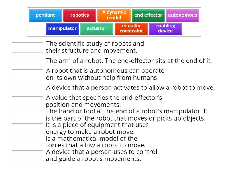 13 - Robotics vocabulary - Match up