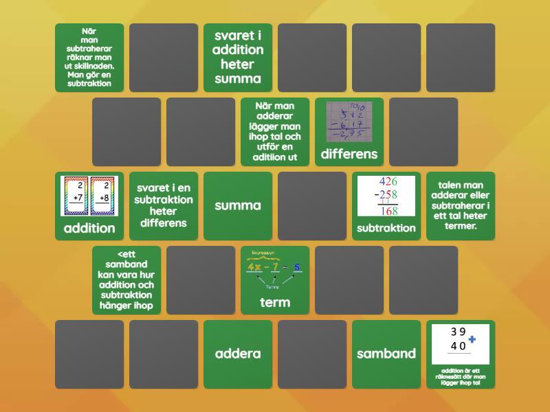 Addition och subtraktion kap3 - Matchande par