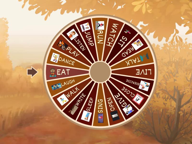 present simple and verbs - Spin the wheel