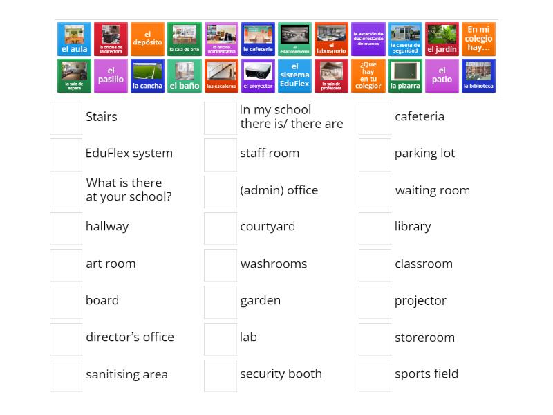 F2 Spanish - Los lugares y Las instalaciones al colegio - Match up