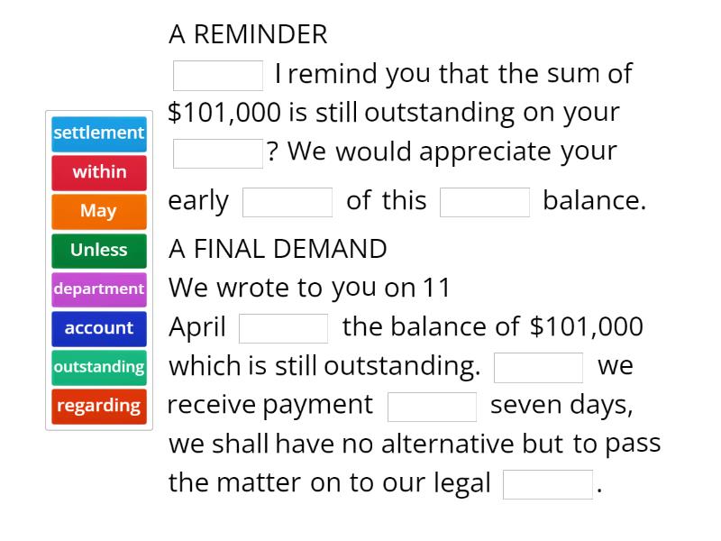 U15 Emails 2 - Complete the sentence