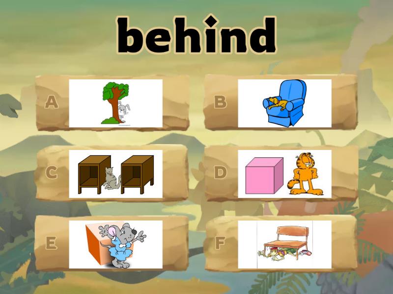 Prepositions (between, behind, in front of, next to, in, under, on) - Quiz