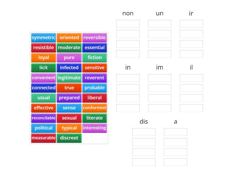 negative prefixes 4 - Group sort