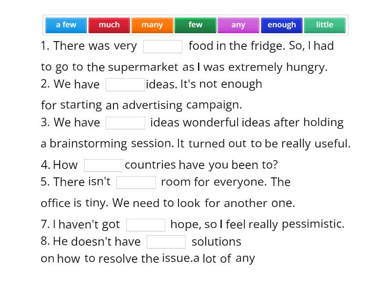 Quantifiers B1 Outcomes - Complete the sentence