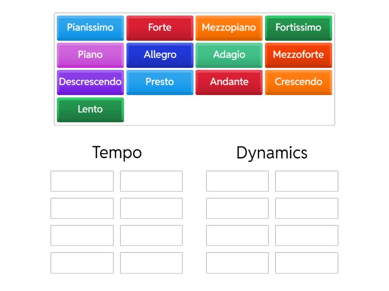 Dynamics and Tempo - Group sort