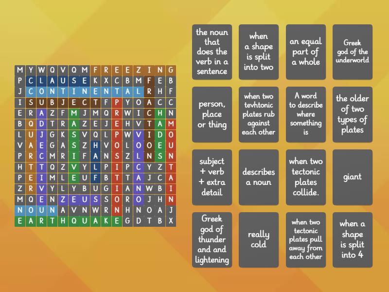 Year 4 word search - Wordsearch
