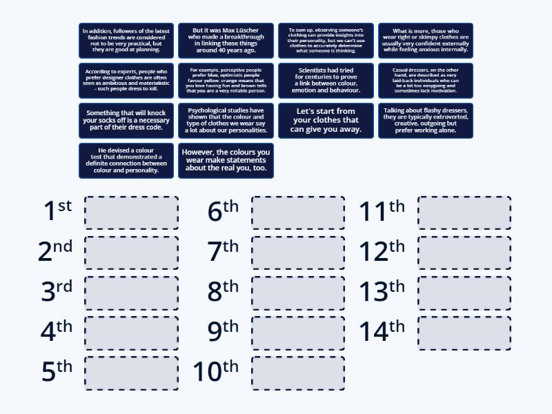 Summary Rank order - Orden correcto