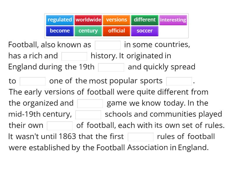 The History of Football - Missing word