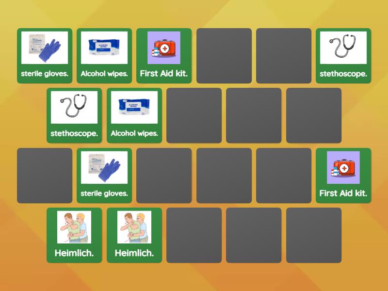 Find the First Aid picture pair. - Matching pairs