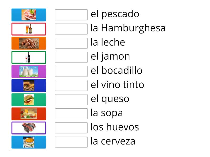 Las comidas y las bebidas - Une las parejas