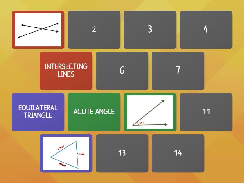 LESSON 1: ANGLES AND TRIANGLES B - Matching pairs