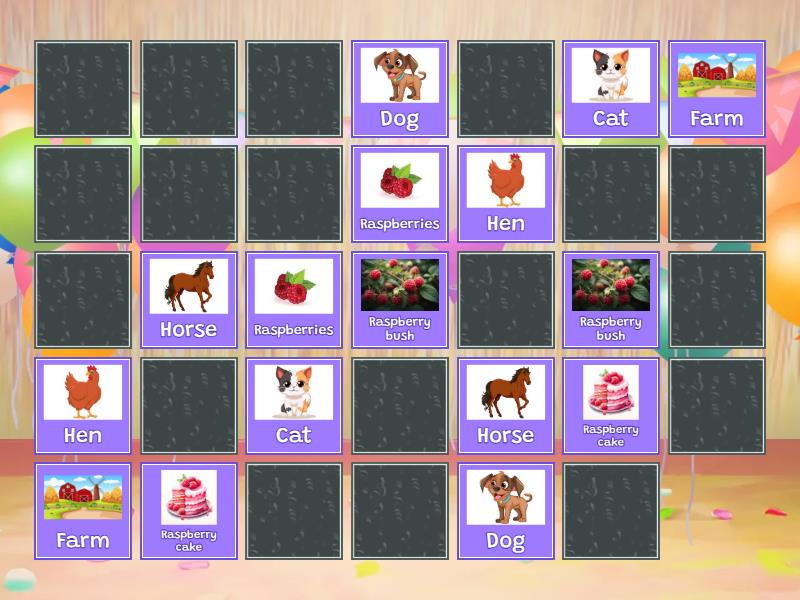 Memory game - The Little Red Hen - MEIE - Matching pairs
