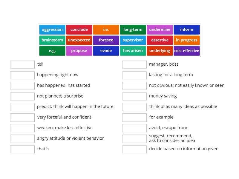 Stand Out 5, Vocabulary, pages 186-188 - Match up