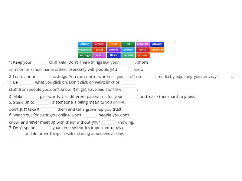 online safety - Complete the sentence