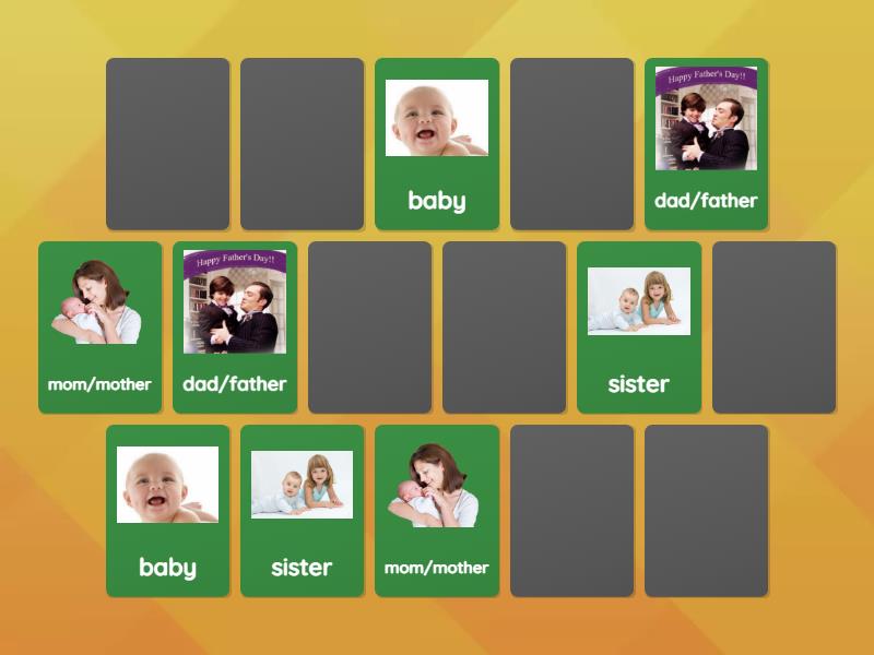 Family Members Matching Game - Matching pairs