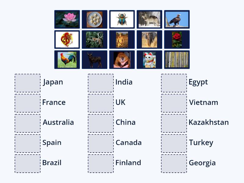 Match the country with symbols - Match up