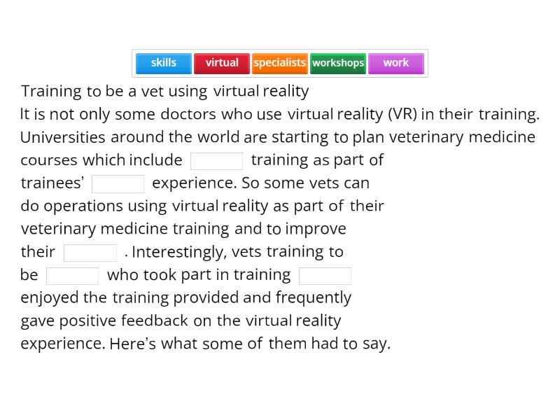 VR vet training - Complete the sentence