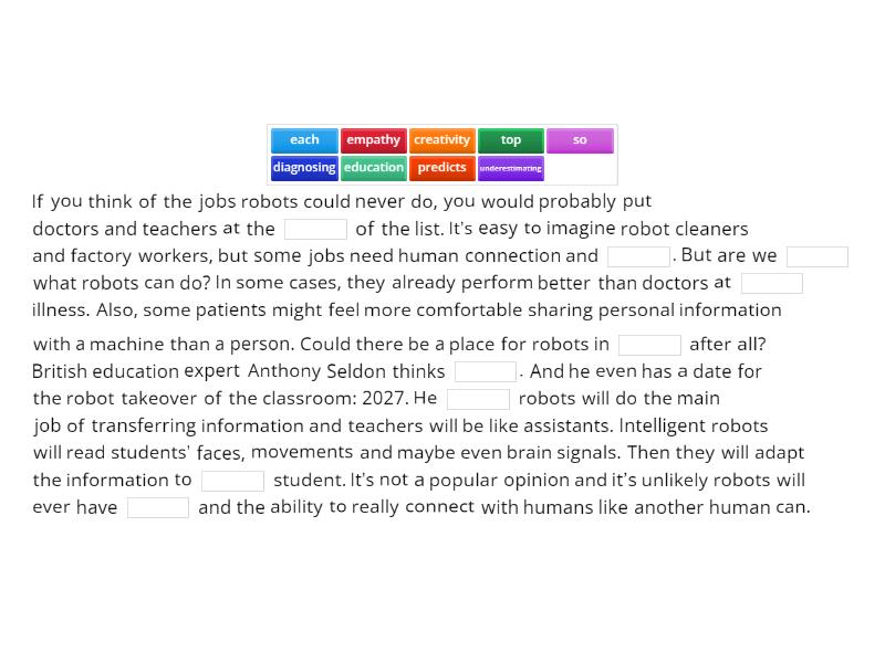 Teachers and robots 2 - Complete the sentence