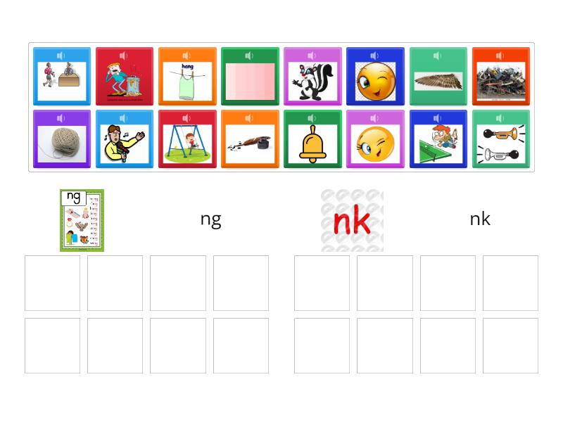 BE2_Unit 2: Phonic ng, nk - Group sort