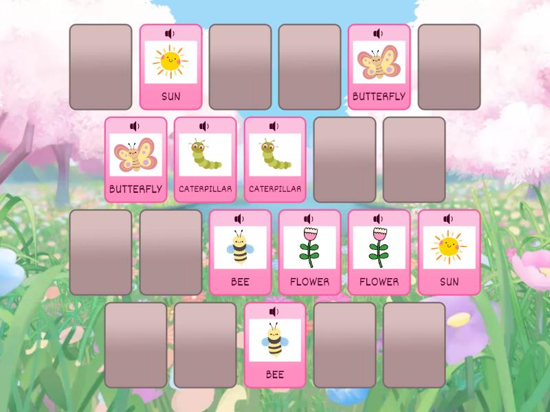 SPRING VOCABULARY MEMORY CARDS - Matching pairs