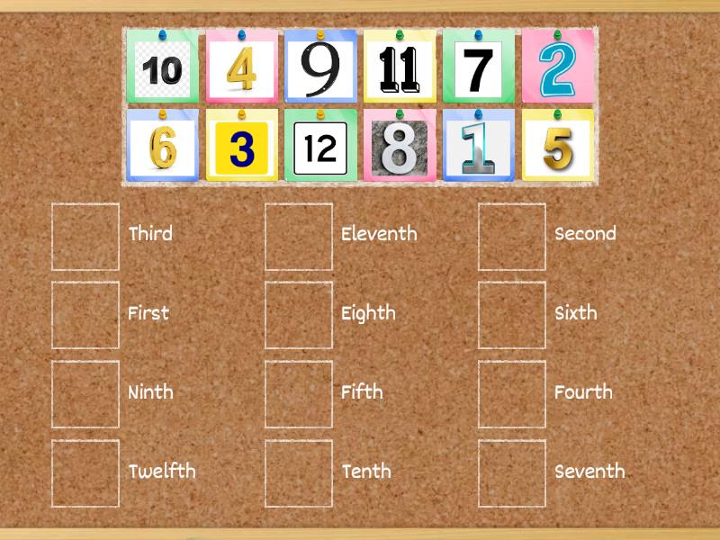 Ordinal number 1-12 - Match up