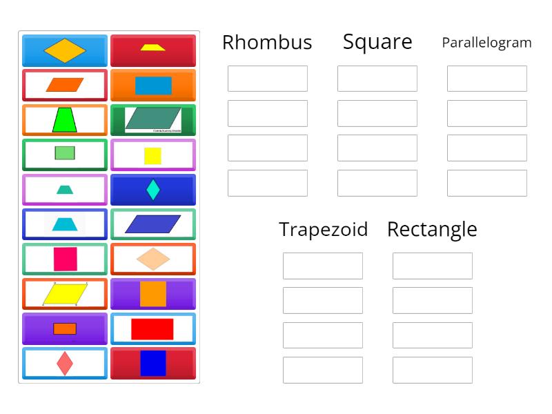 Shape Sort Quadrilaterals - Group sort