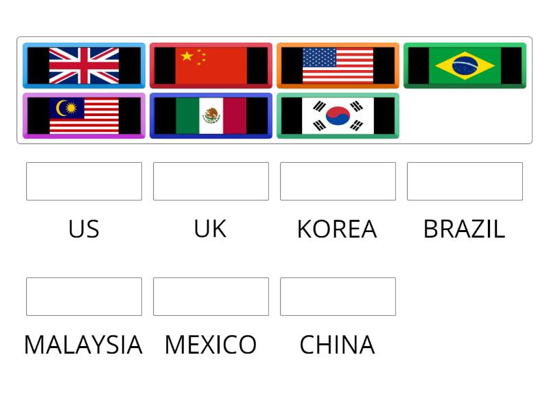 MATCH THE FLAGS WITH THEIR COUNTRIES - Match up