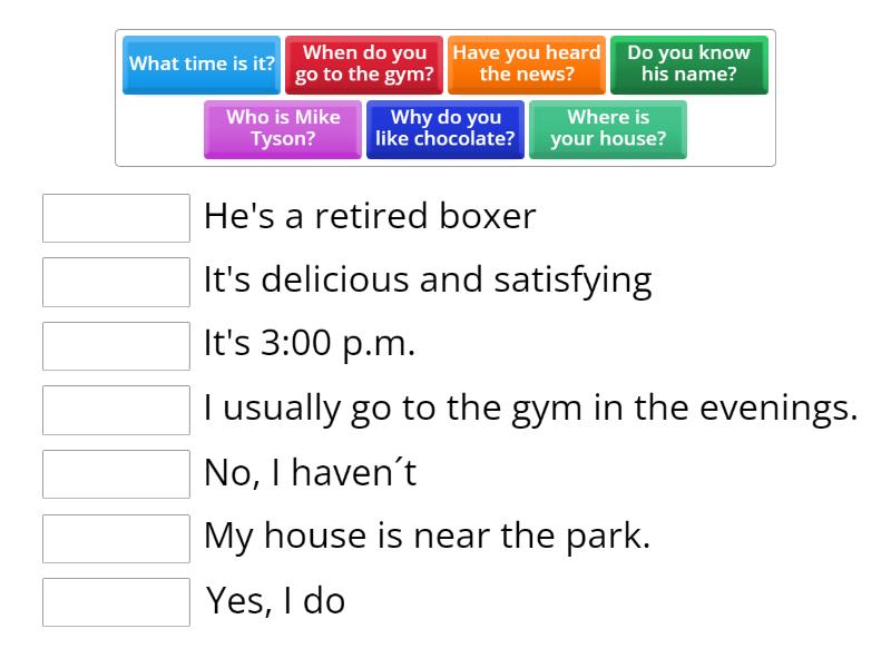 question and answer - Match up
