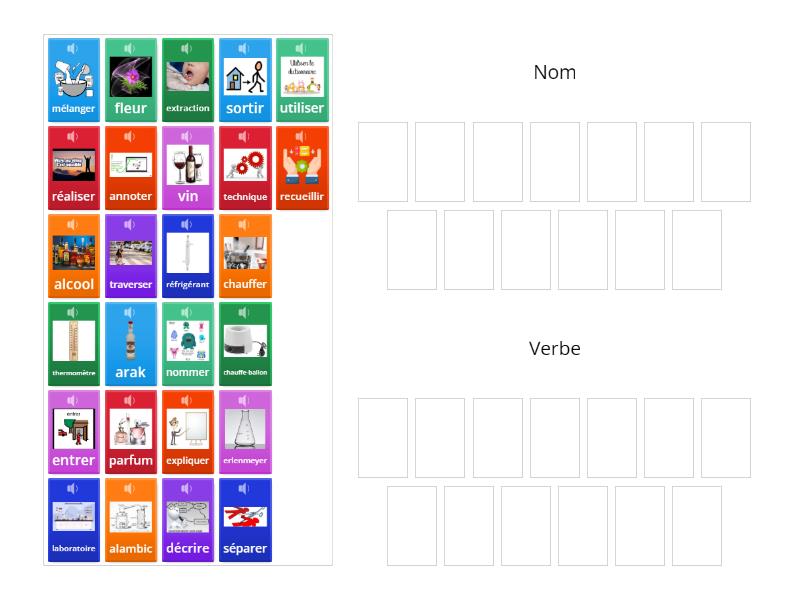 Nom ou verbe ? - Trier par groupe