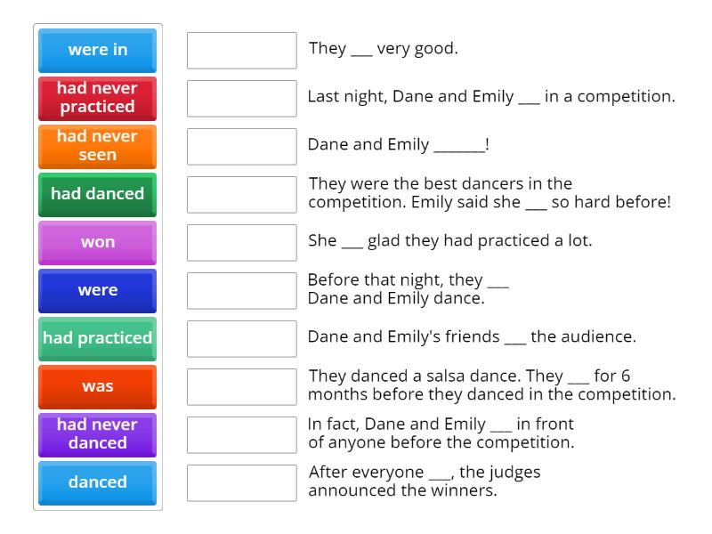 A dance competition past perfect/past simple story - Match up