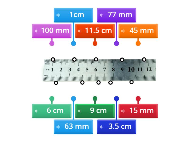 Length measurement with ruler - Labelled diagram