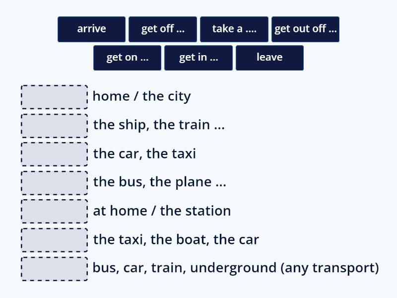 TRANSPORT VERBS (1) - Match up