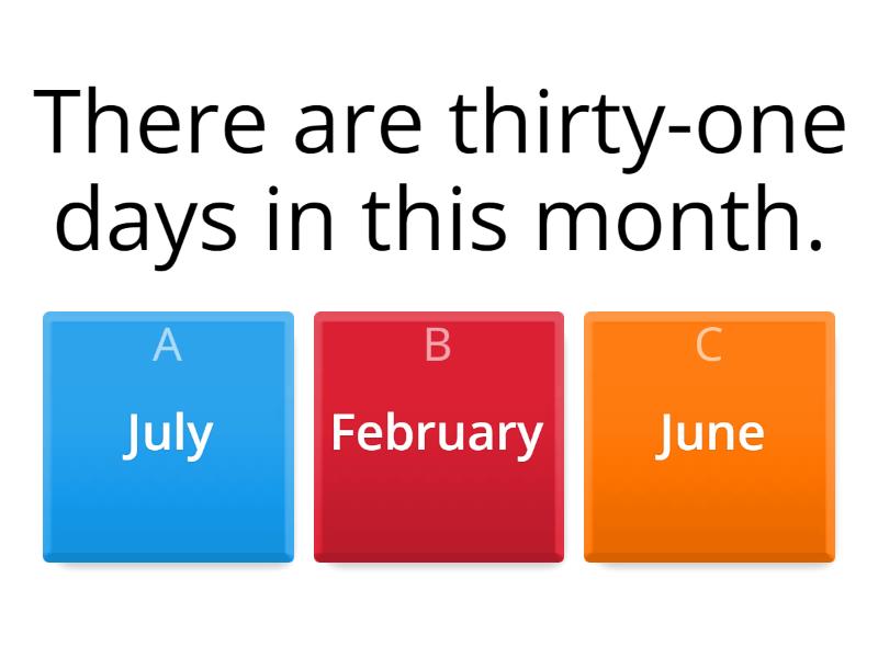 Seasons, months, days of the week and dates - Quiz