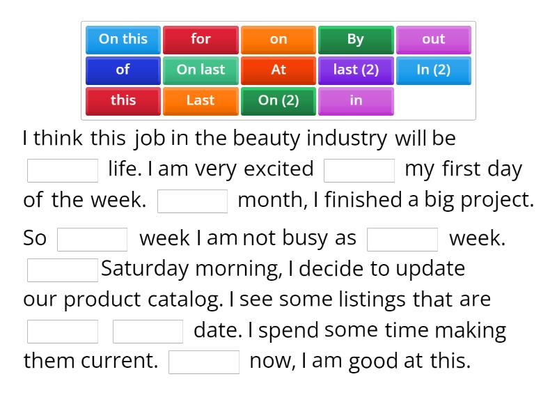 My working day - Complete the sentence