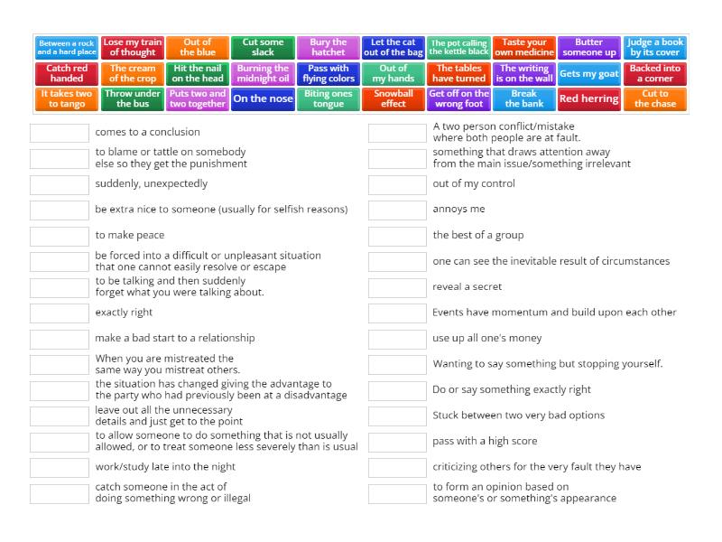 Idioms Review - Match up