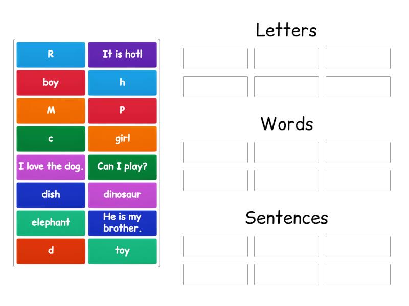 Letters vs Words vs Sentences - Group sort