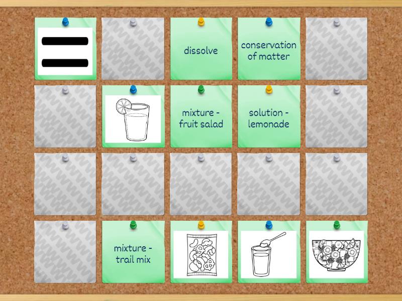 Properties of Matter - Mixtures & Solutions - Matching pairs