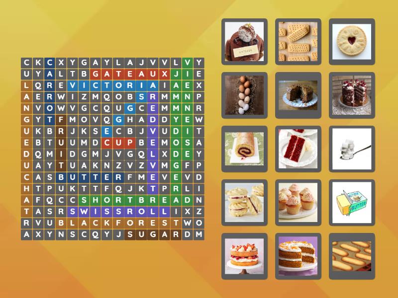 CAKES, SPONGES, BISCUITS - Wordsearch