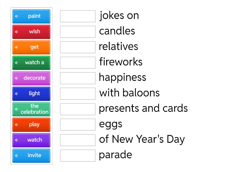 holidays 5th form - Match up