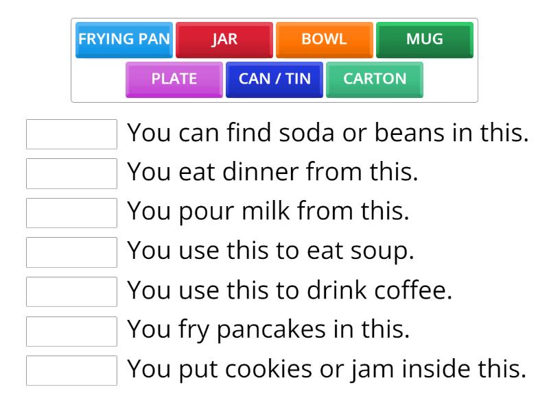 Together 5 Unit 2 kitchen objects - Une las parejas