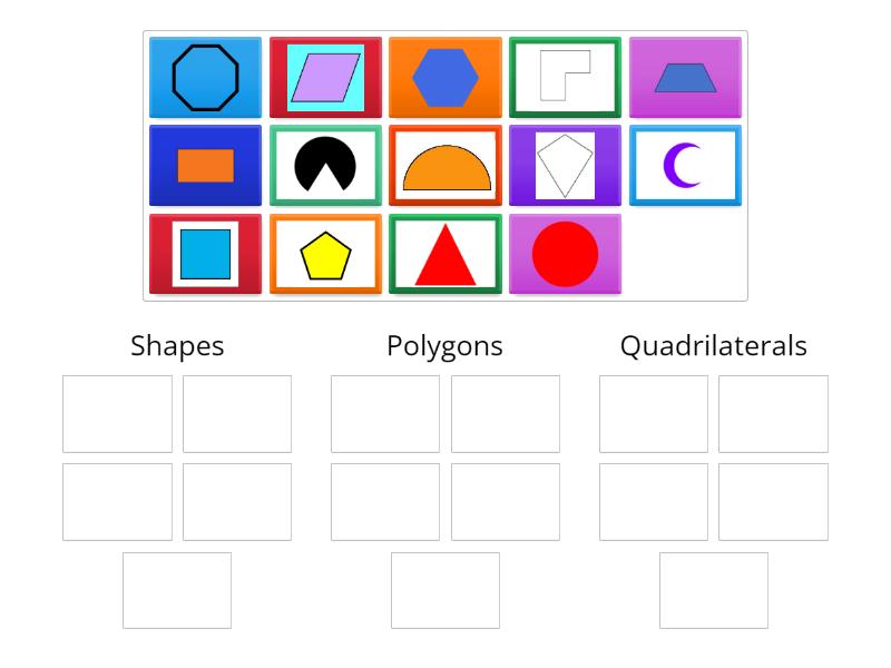 Shapes, Polygons, Quadrilaterals - Group sort