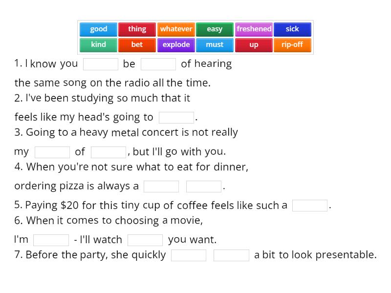 Listening (vocabulary) - Complete the sentence