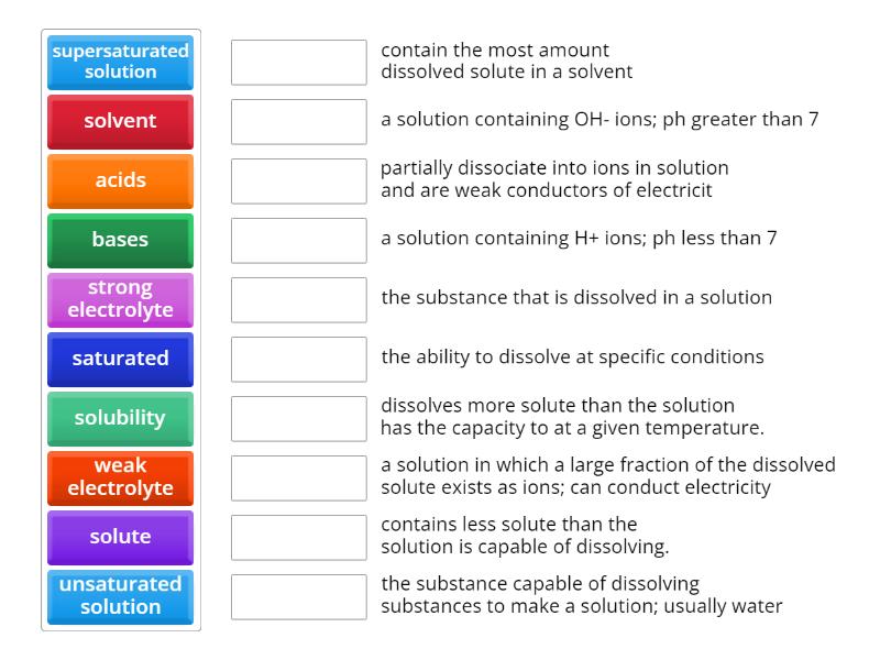 SOLUBILITY - Match up