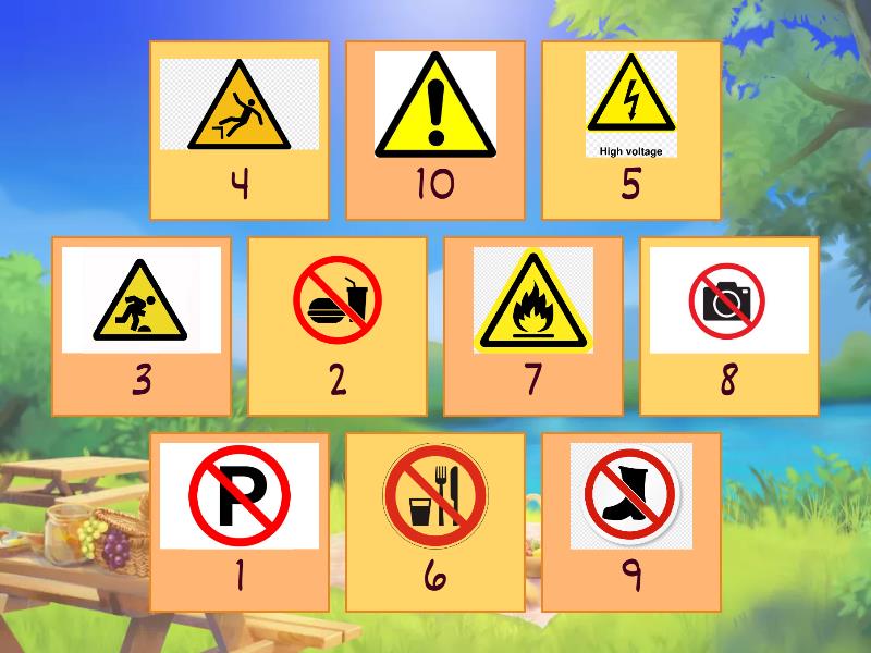 Simbol rambu lalu lintas atau petunjuk di tempat umum. - Flip tiles